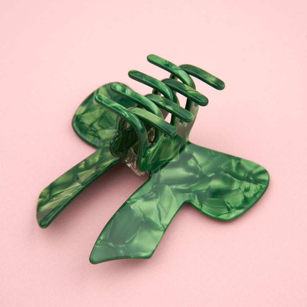 Green Bow Hair Claw - Elegant Christmas Accessory | Coucou Suzette